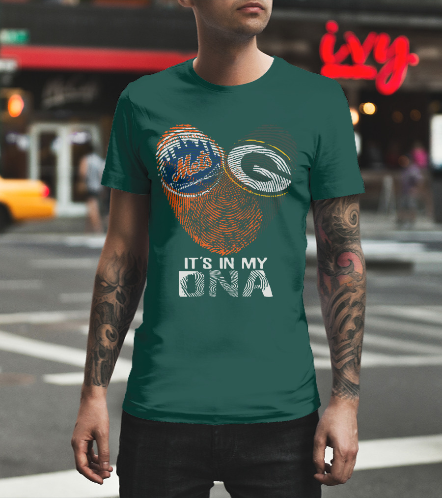 Green Bay Packers New York Mets It's In My Dna T-Shirt