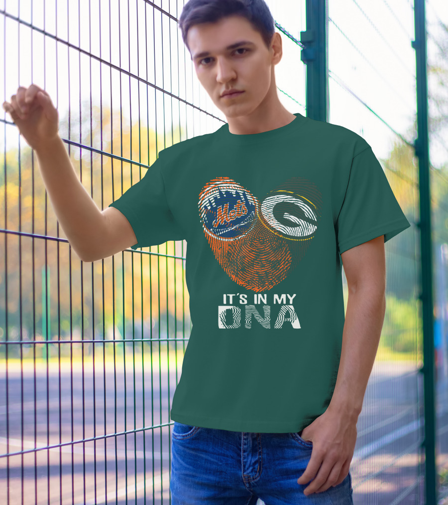 Green Bay Packers New York Mets It's In My Dna T-Shirt