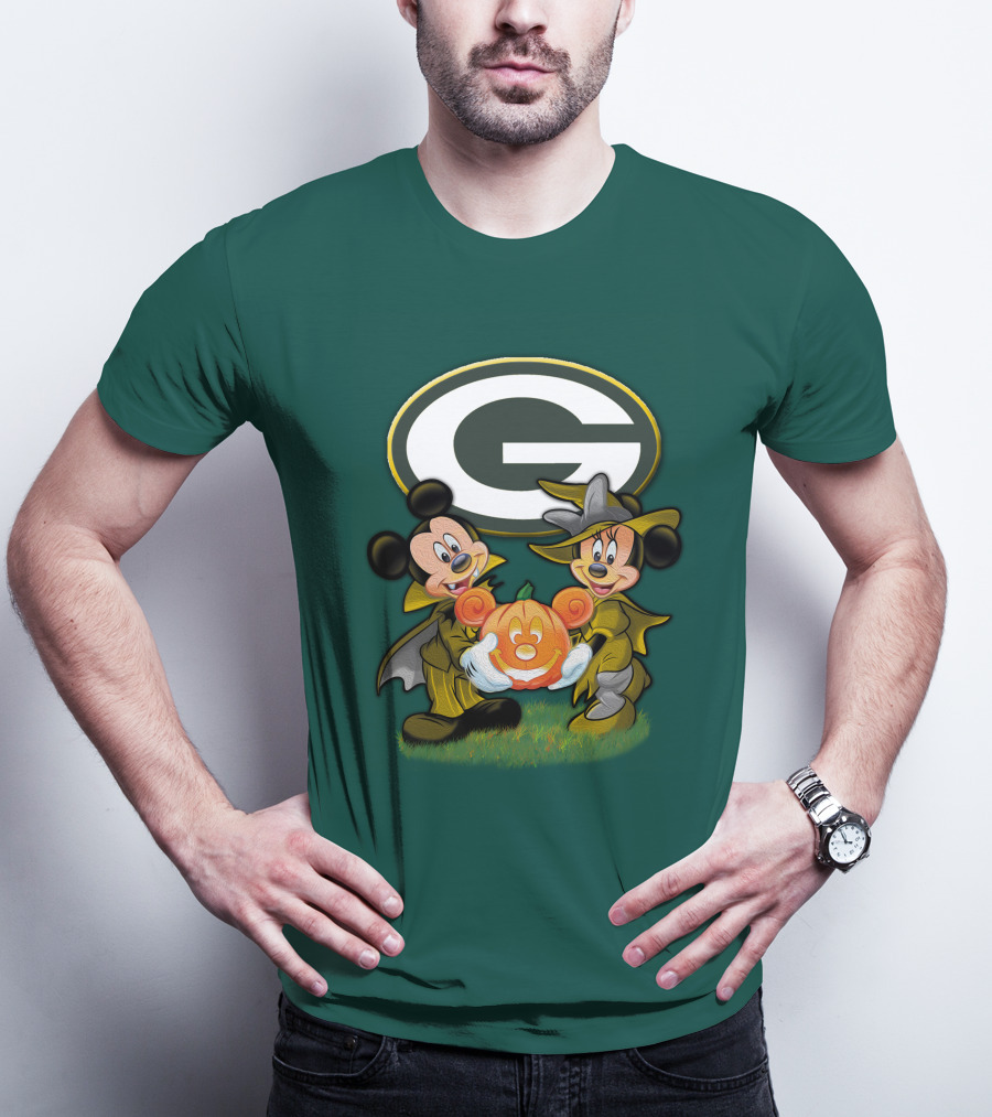 Green Bay Packers Mickey Minnie Halloween Pumpkin T-Shirt