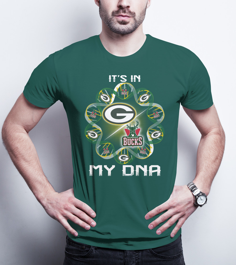 It's In My Dna Green Bay Packers Milwaukee Bucks T-Shirt