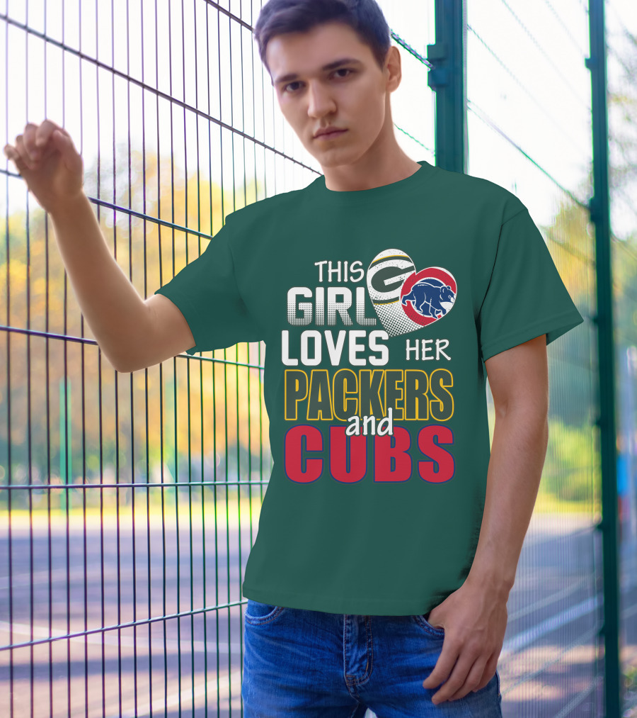 This Girl Loves Her Packers And Cubs T-Shirt