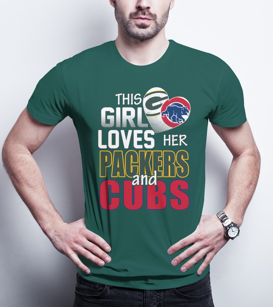 This Girl Loves Her Packers And Cubs T-Shirt