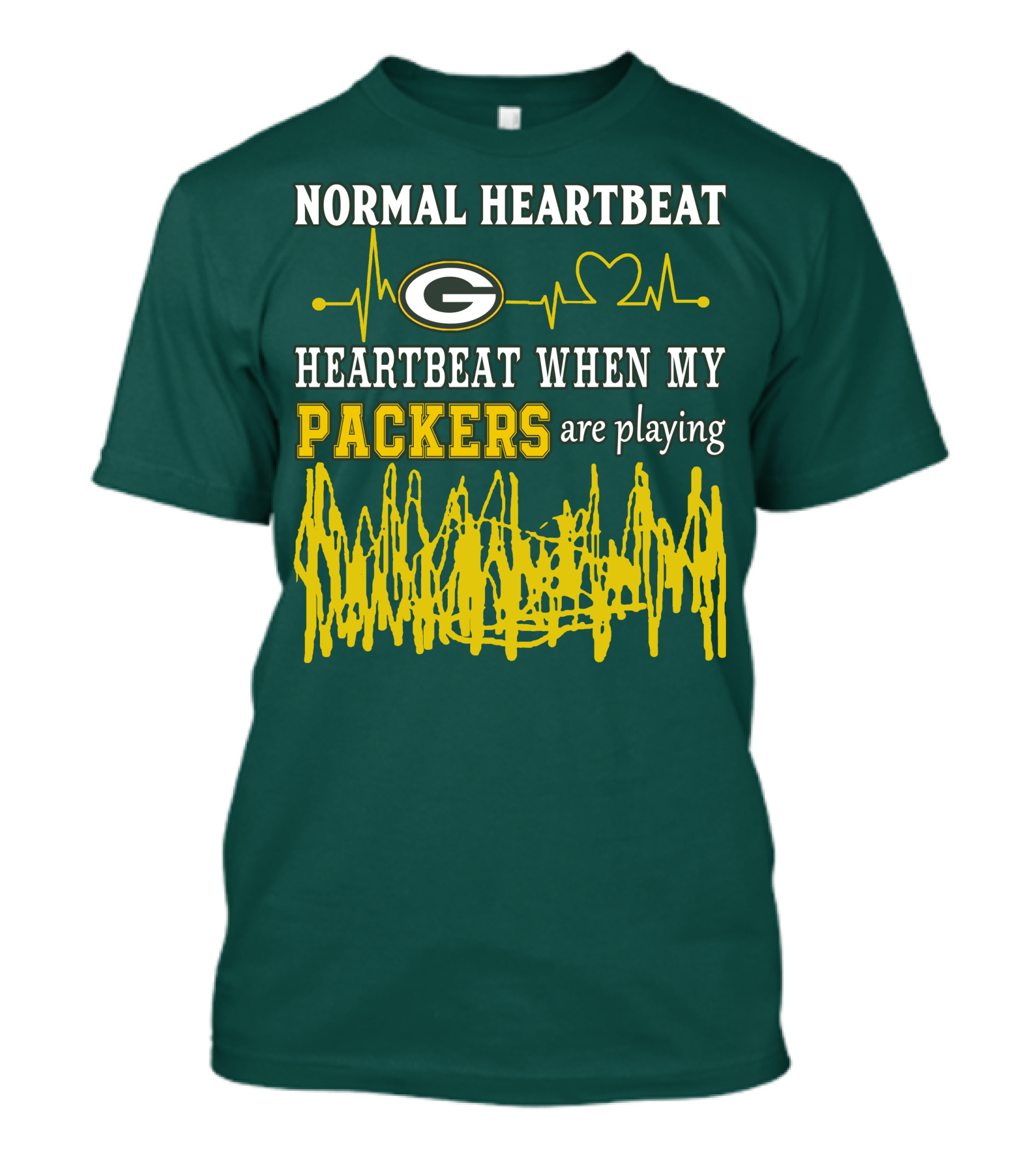 Normal Heartbeat Heartbeat When My Packers Are Playing Green Bay Packers T-Shirt