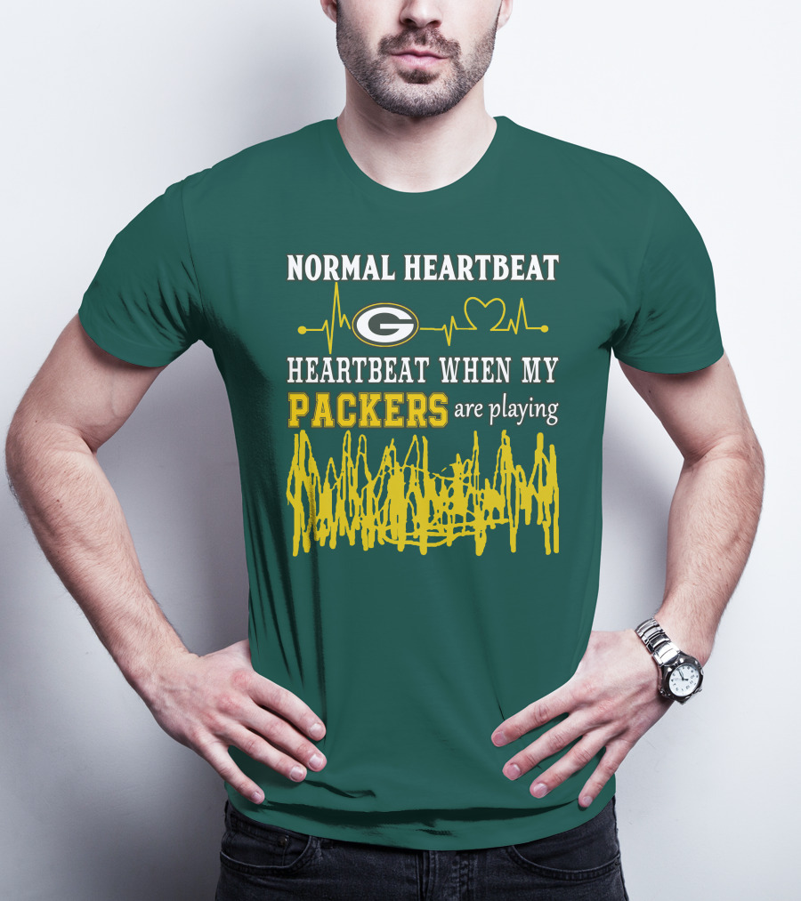 Normal Heartbeat Heartbeat When My Packers Are Playing Green Bay Packers T-Shirt