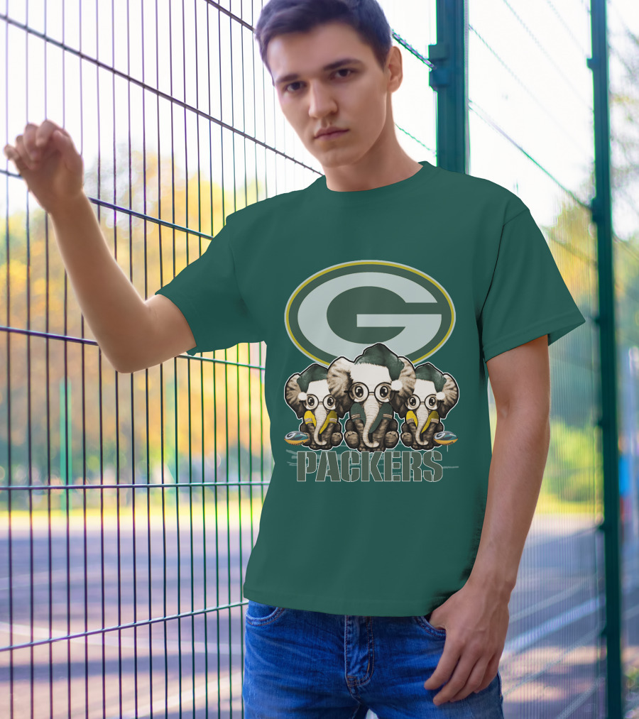 Elephant Packers Christmas Green Bay Packers T-Shirt