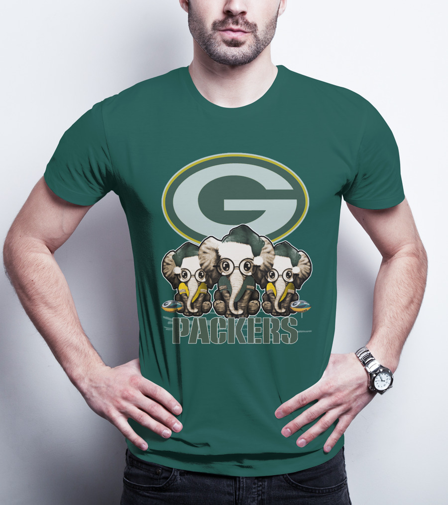 Elephant Packers Christmas Green Bay Packers T-Shirt