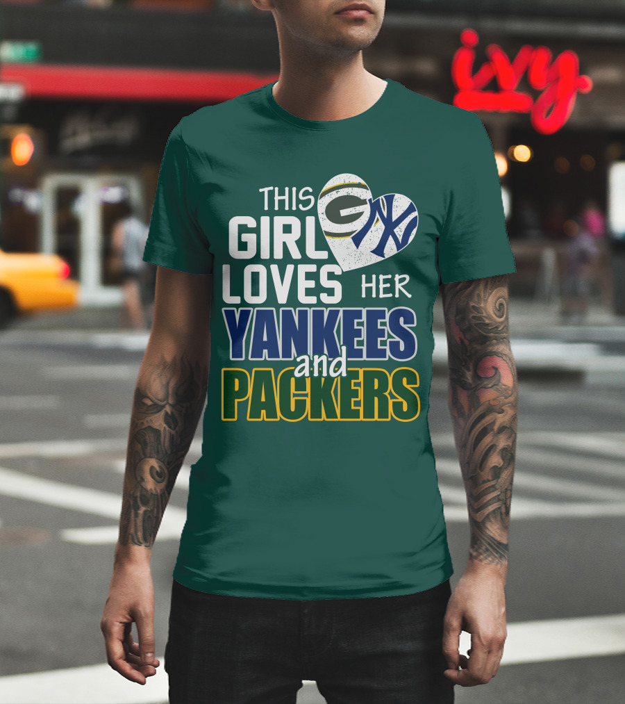 This Girl Loves Her Yankees And Packers T-Shirt