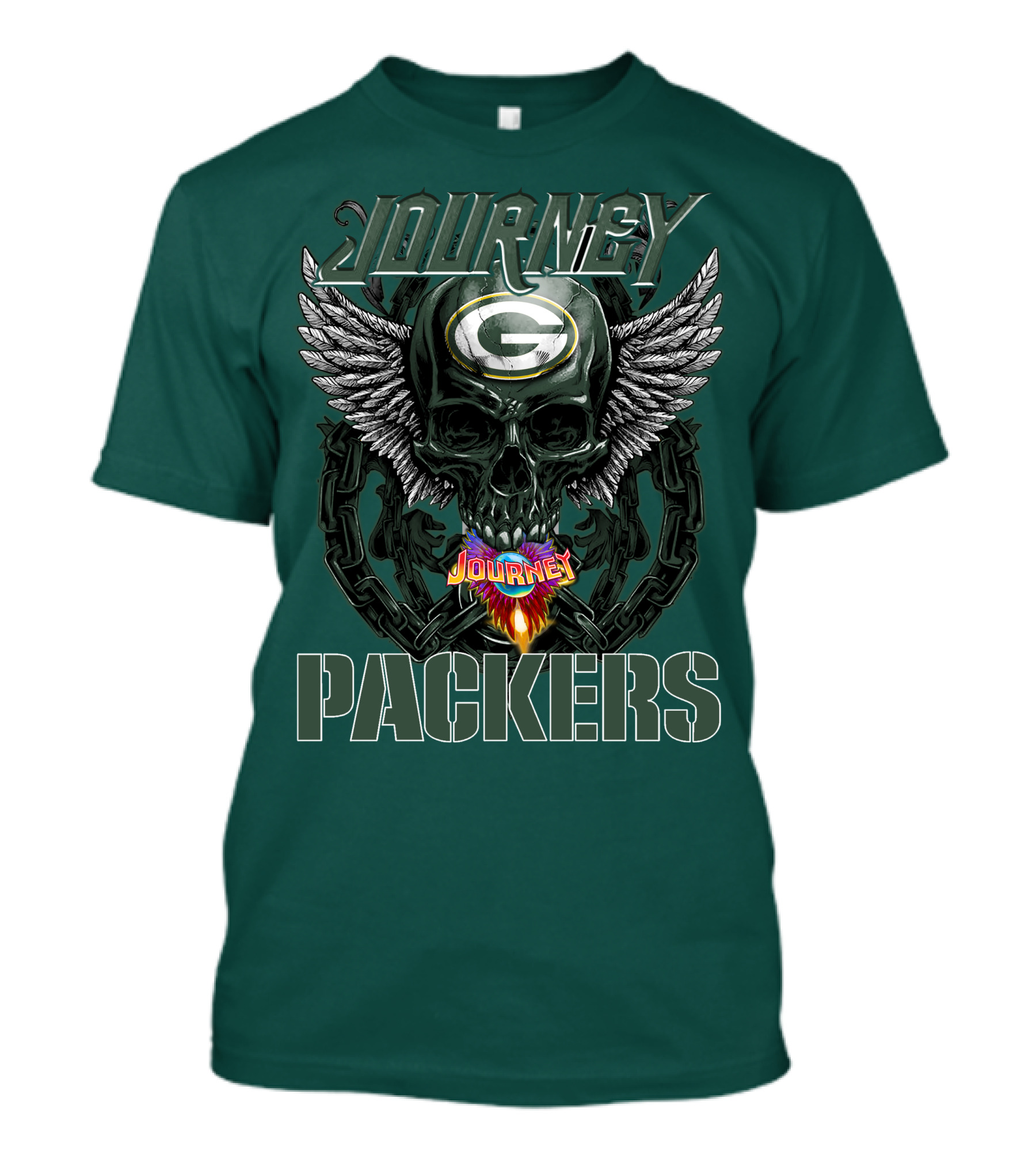 Journey Green Bay Packers Winged Skull Flame T-Shirt