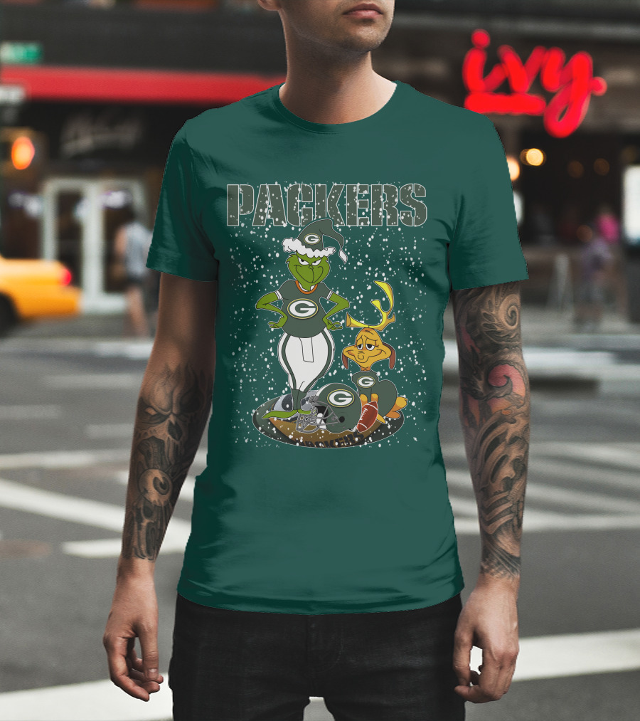 Grinch Packers Christmas Football T-Shirt