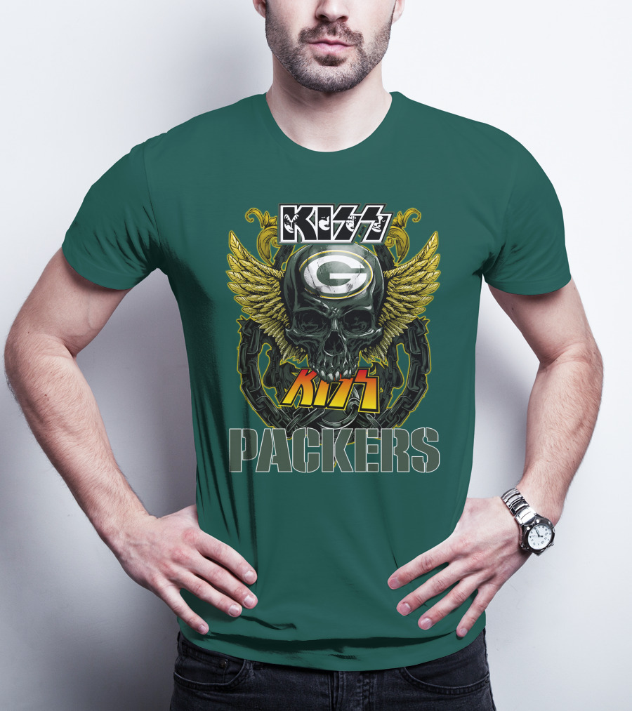 KISS Green Bay Packers Skull Wings T-Shirt