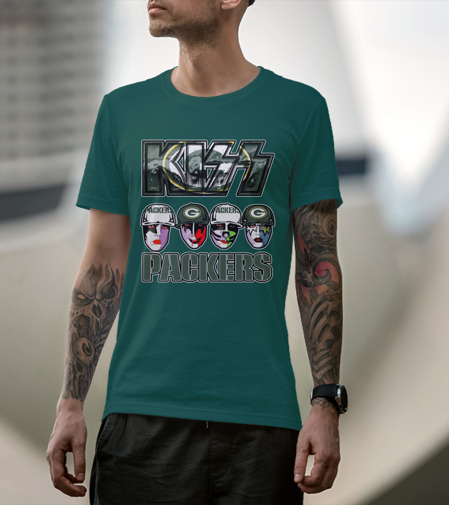 Kiss Packers Green Bay Fan Faces T-Shirt