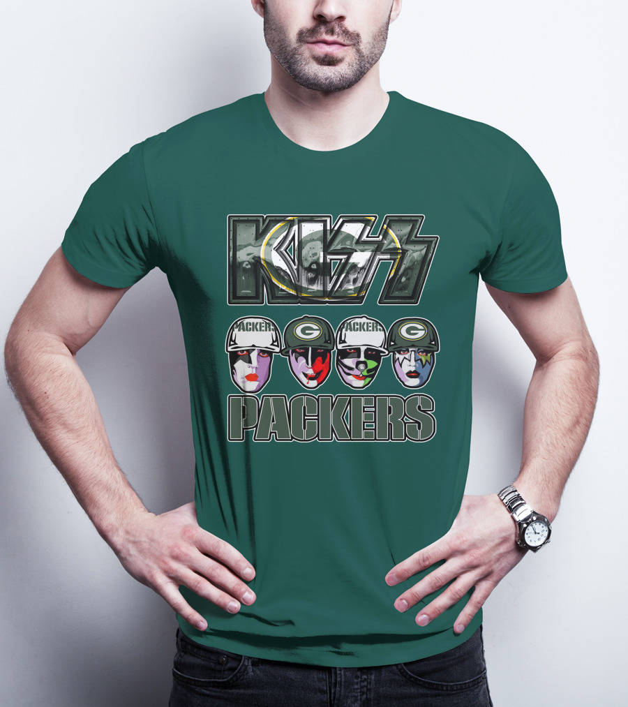 Kiss Packers Green Bay Fan Faces T-Shirt