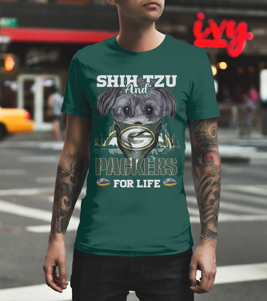 Shih Tzu And Packers For Life T-Shirt