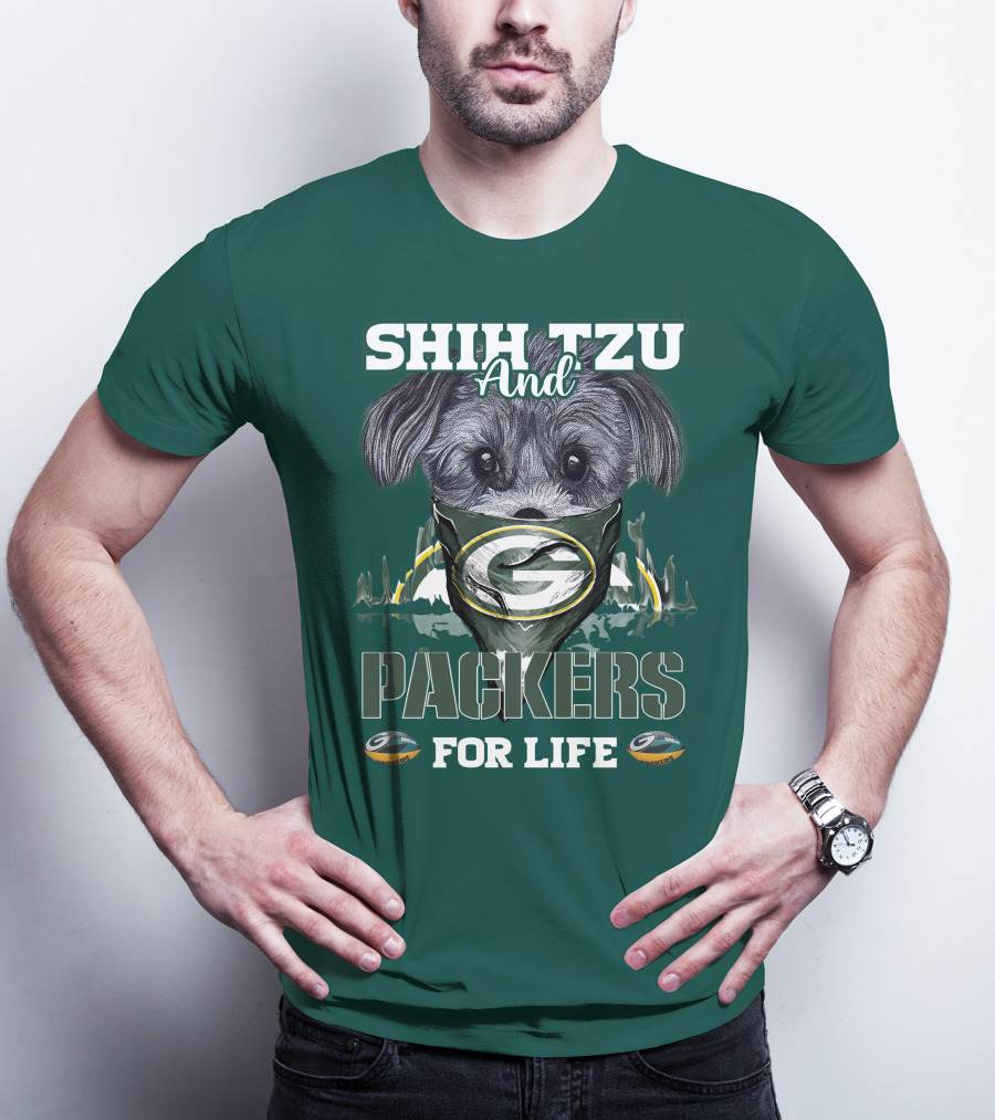 Shih Tzu And Packers For Life T-Shirt