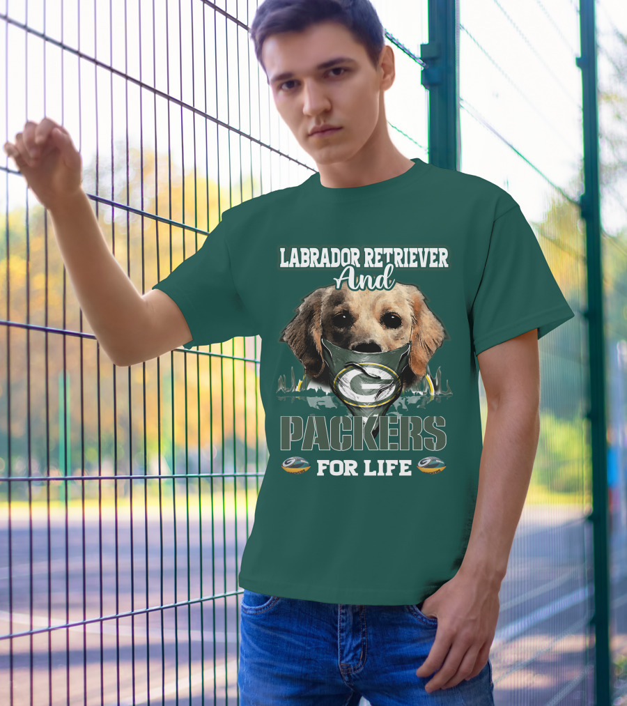 Labrador Retriever And Packers For Life Green Bay Packers T-Shirt