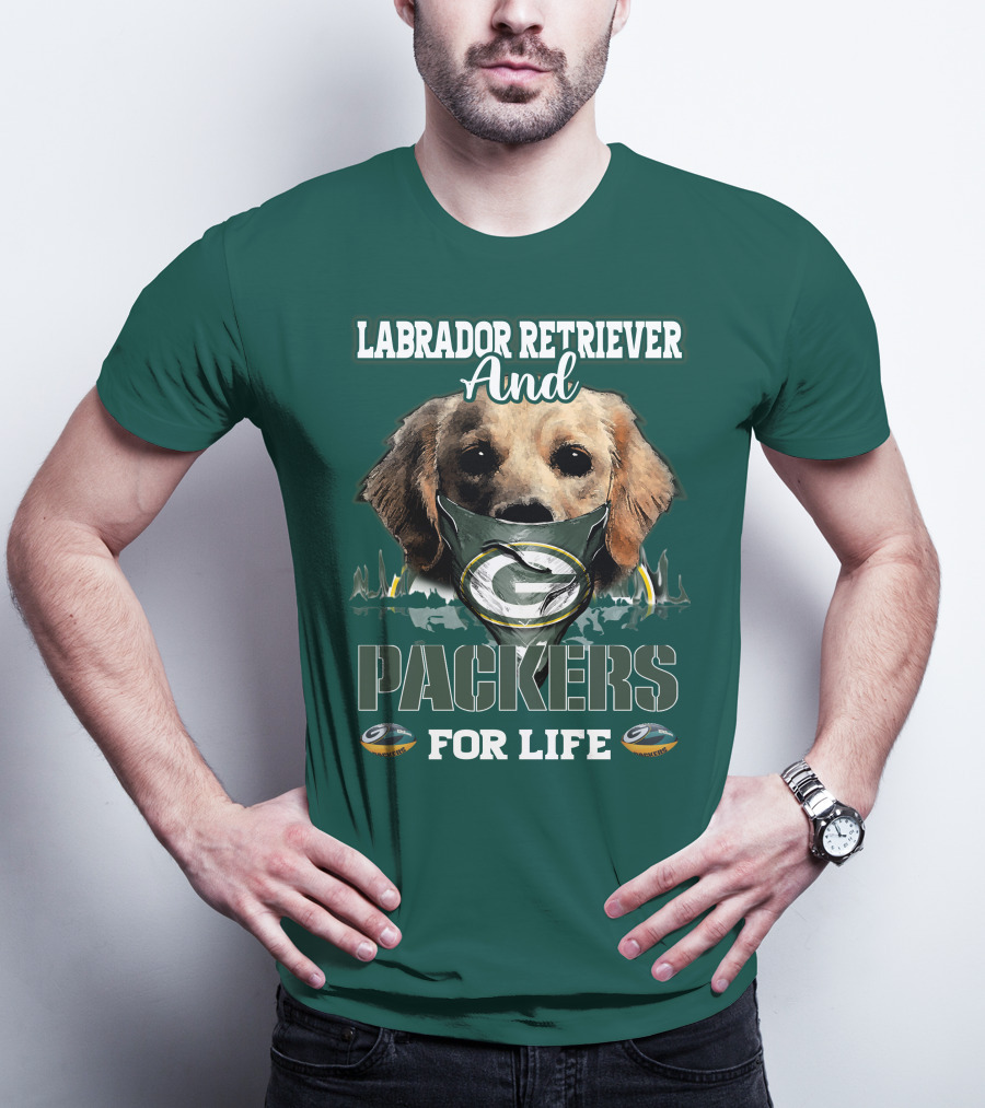 Labrador Retriever And Packers For Life Green Bay Packers T-Shirt