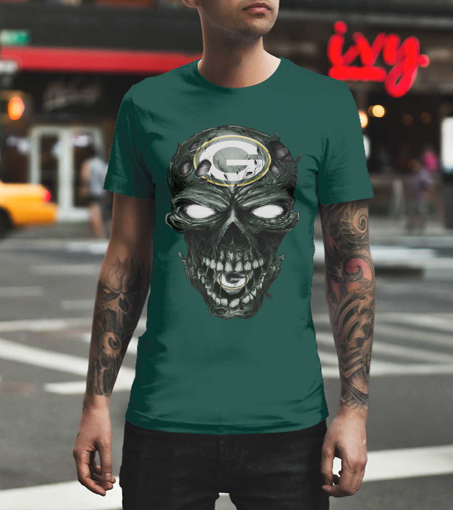 Skull Green Bay Packers G Logo Zombie Fusion T-Shirt