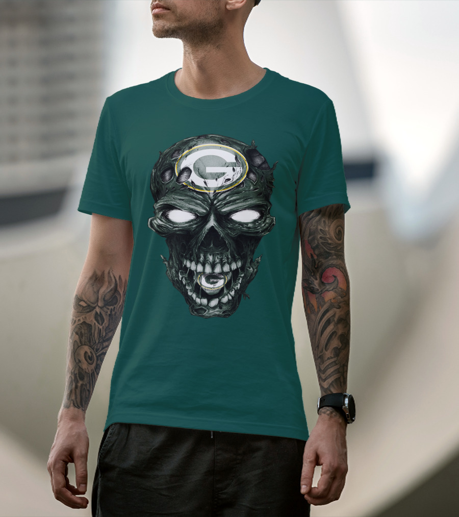 Skull Green Bay Packers G Logo Zombie Fusion T-Shirt