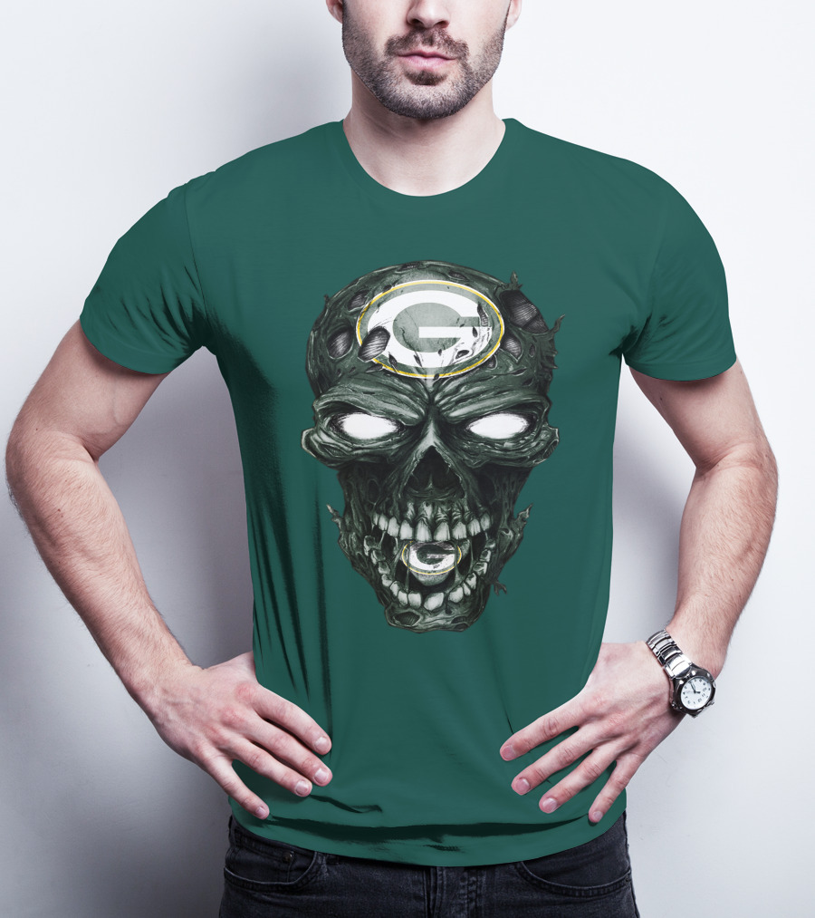 Skull Green Bay Packers G Logo Zombie Fusion T-Shirt