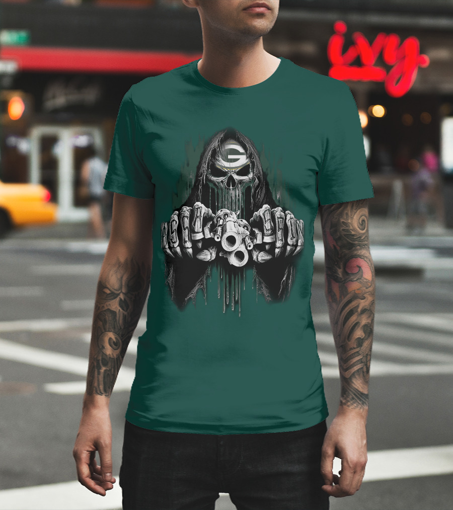 Green Bay Packers G Skull Grim Reaper 84 T-Shirt