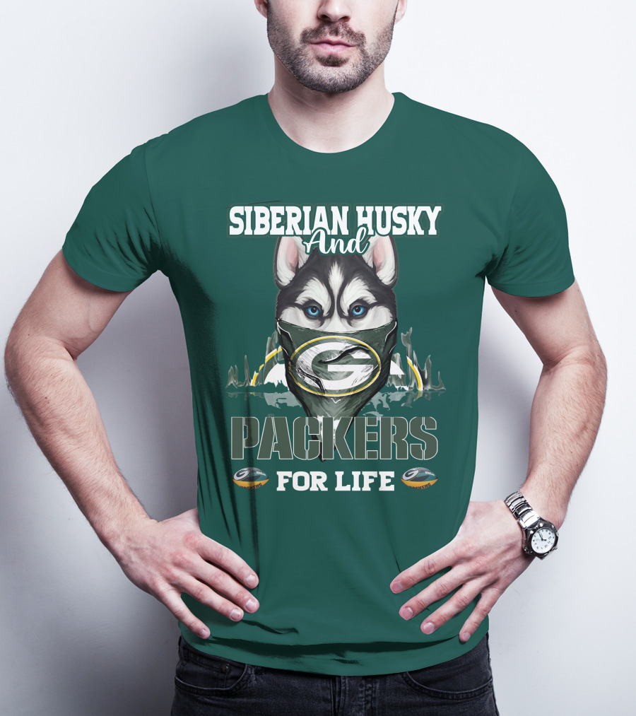 Siberian Husky And Packers For Life T-Shirt