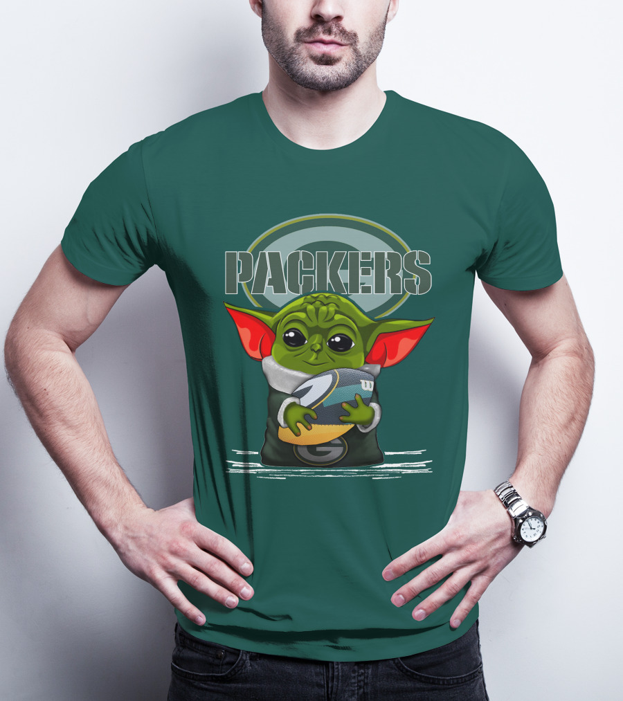 Yoda Holding Football With Green Bay Packers T-Shirt