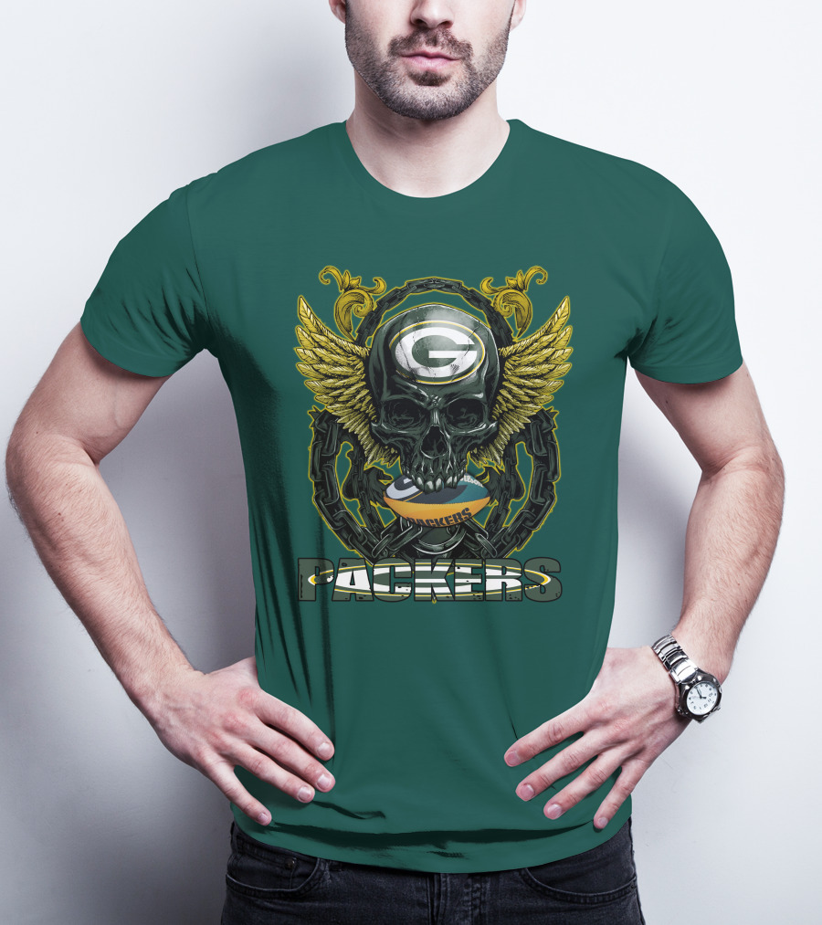 Packers Skull Green Bay Football Wings T-Shirt