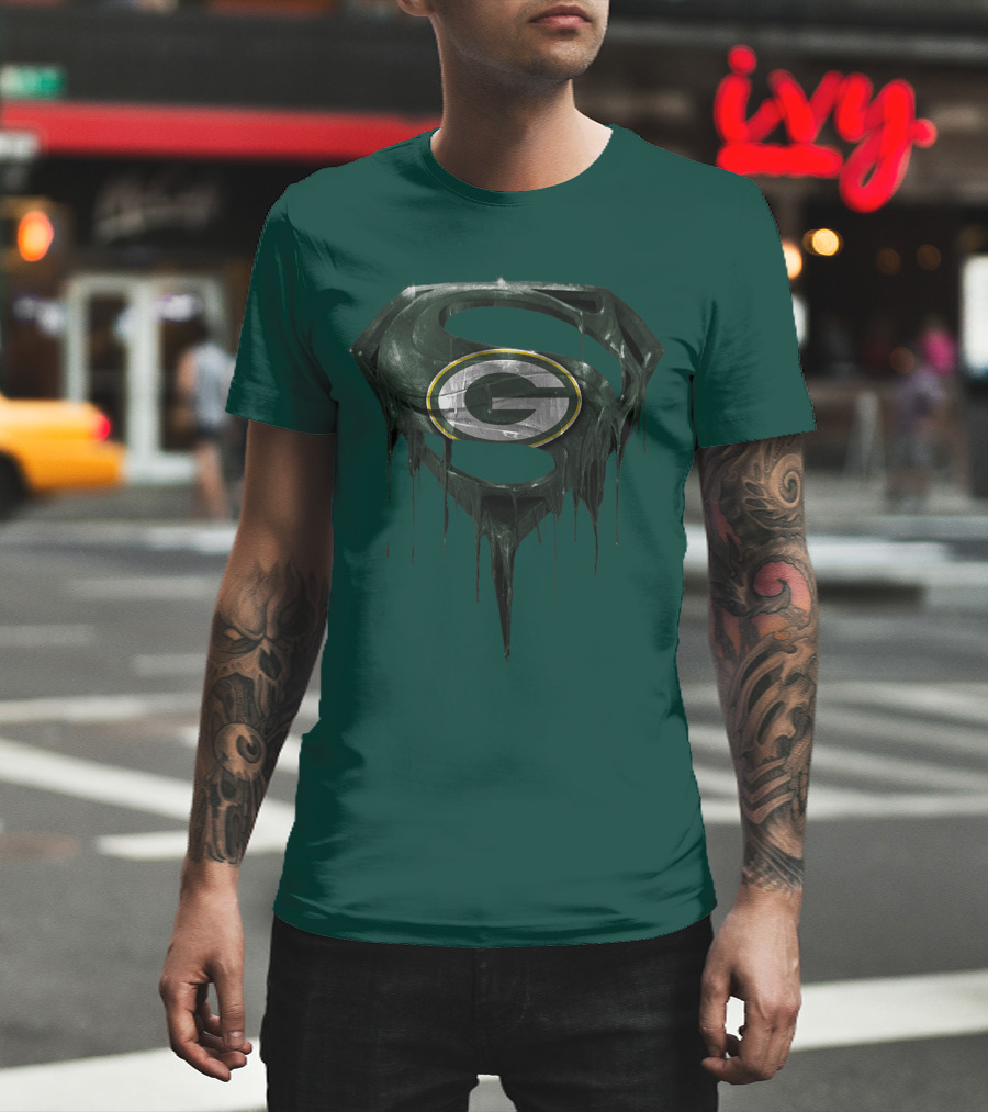 Spm Superman Green Bay Packers Logo Fusion T-Shirt