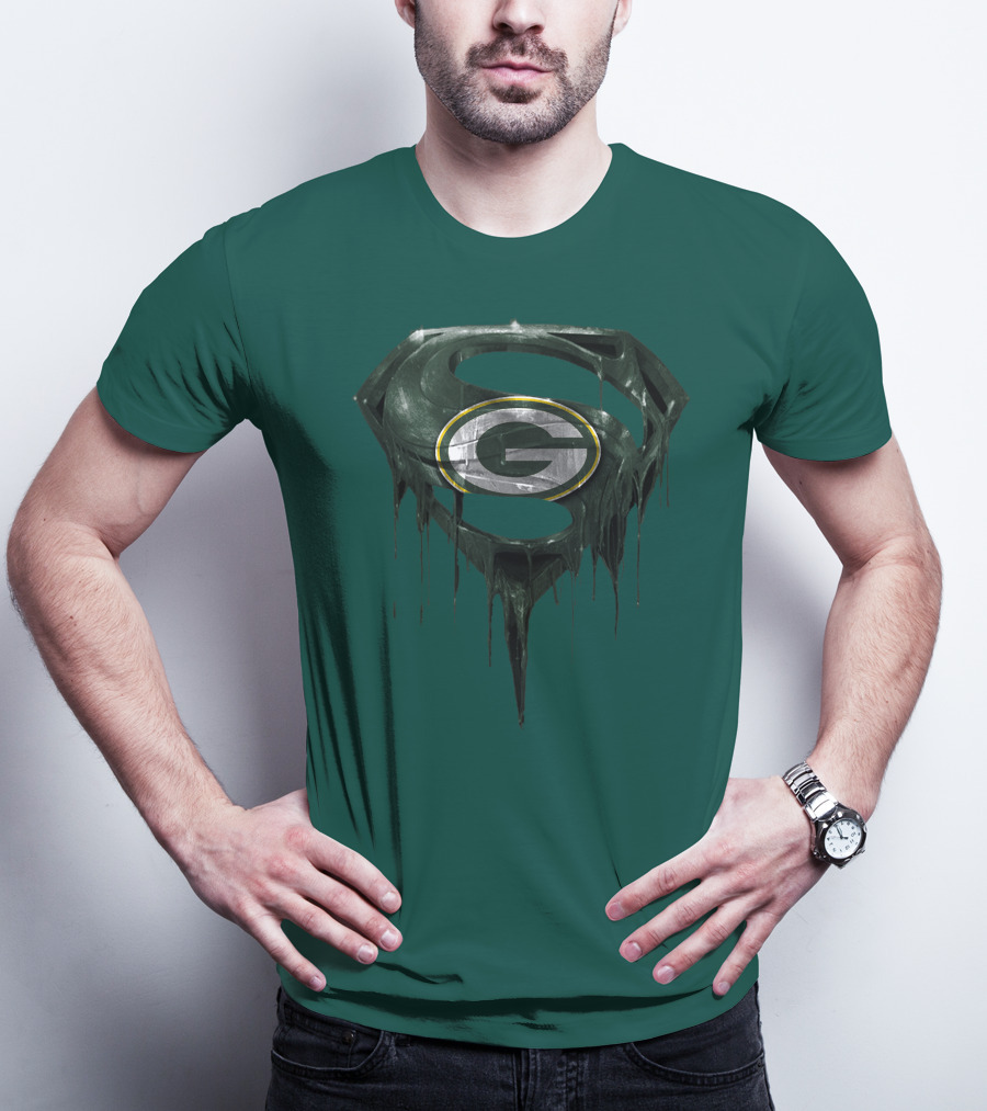 Spm Superman Green Bay Packers Logo Fusion T-Shirt