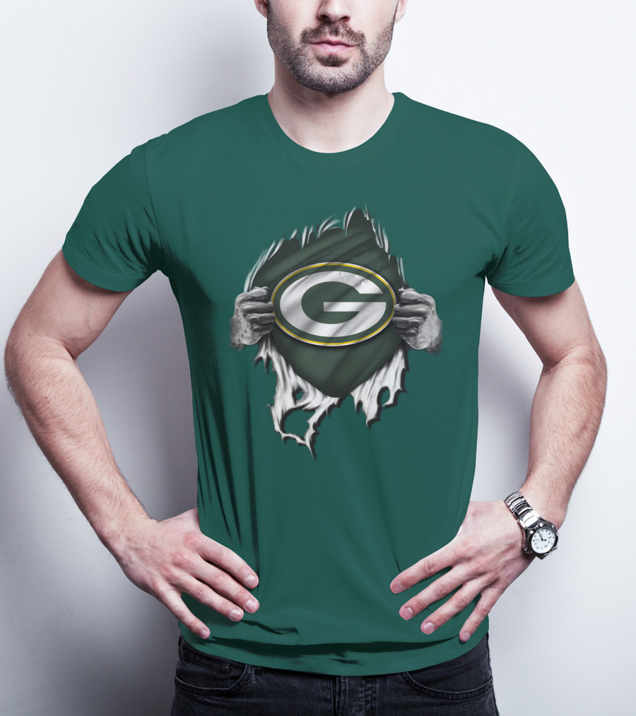 Green Bay Packers Torn Logo Superfan T-Shirt
