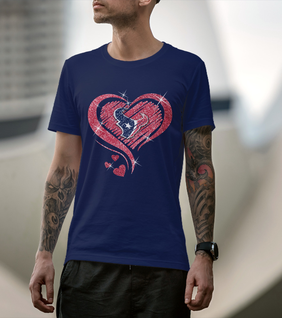 Heart Diamond Glitter Houston Texans T-Shirt