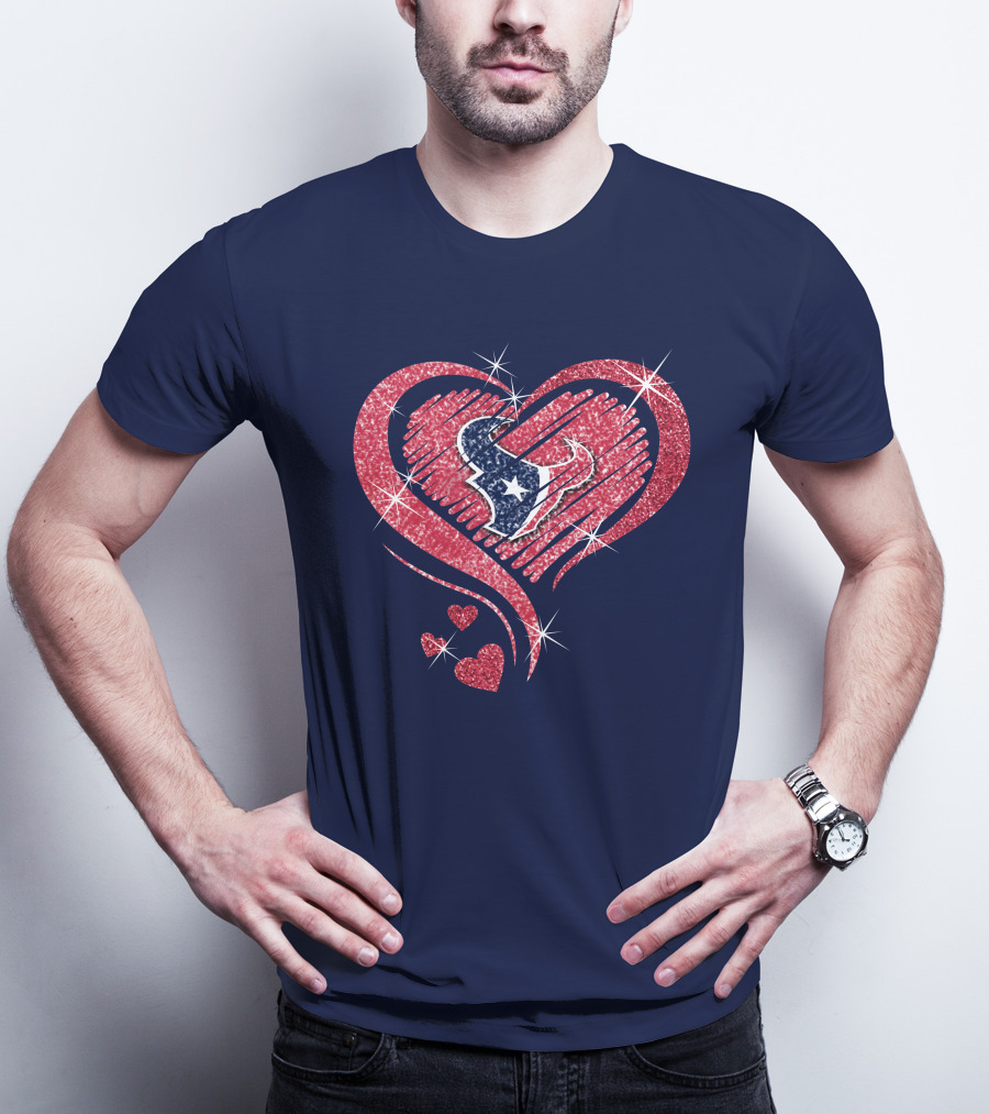 Heart Diamond Glitter Houston Texans T-Shirt