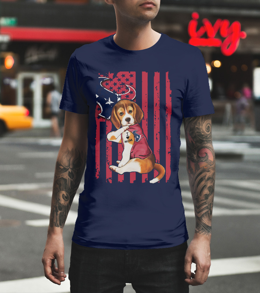Houston Texans Beagle I Love Mom T-Shirt