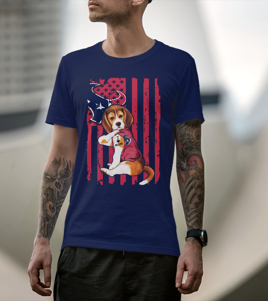 Houston Texans Beagle I Love Mom T-Shirt