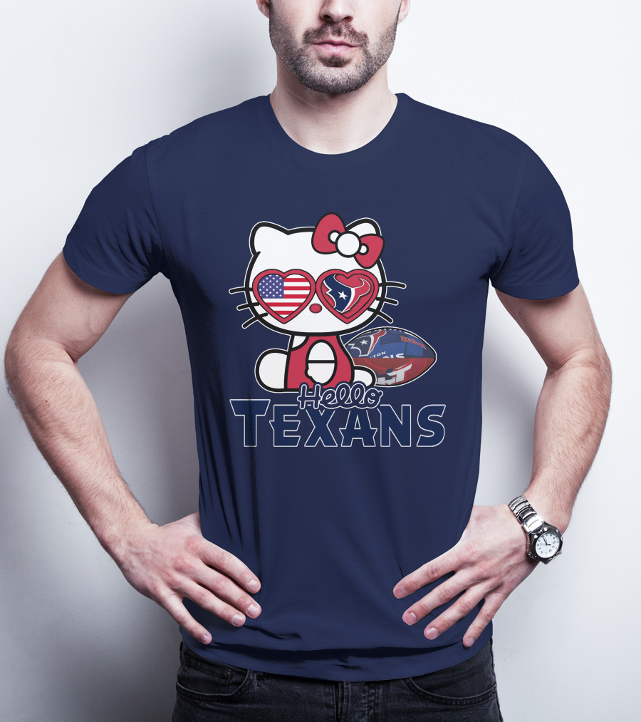 Hello Kitty Texans Football Heart USA Fan Love T-Shirt