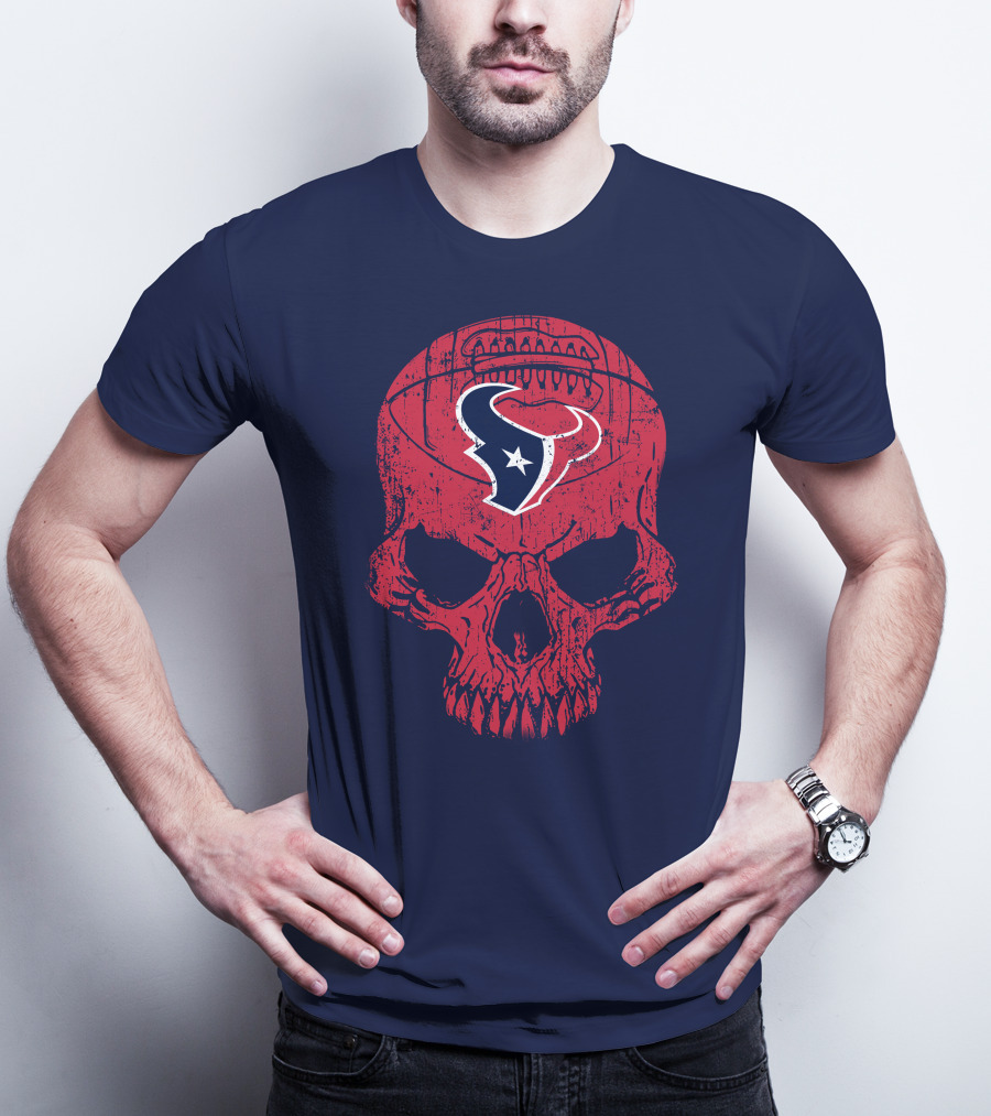 Houston Texans Skull Football Emblem 18 T-Shirt