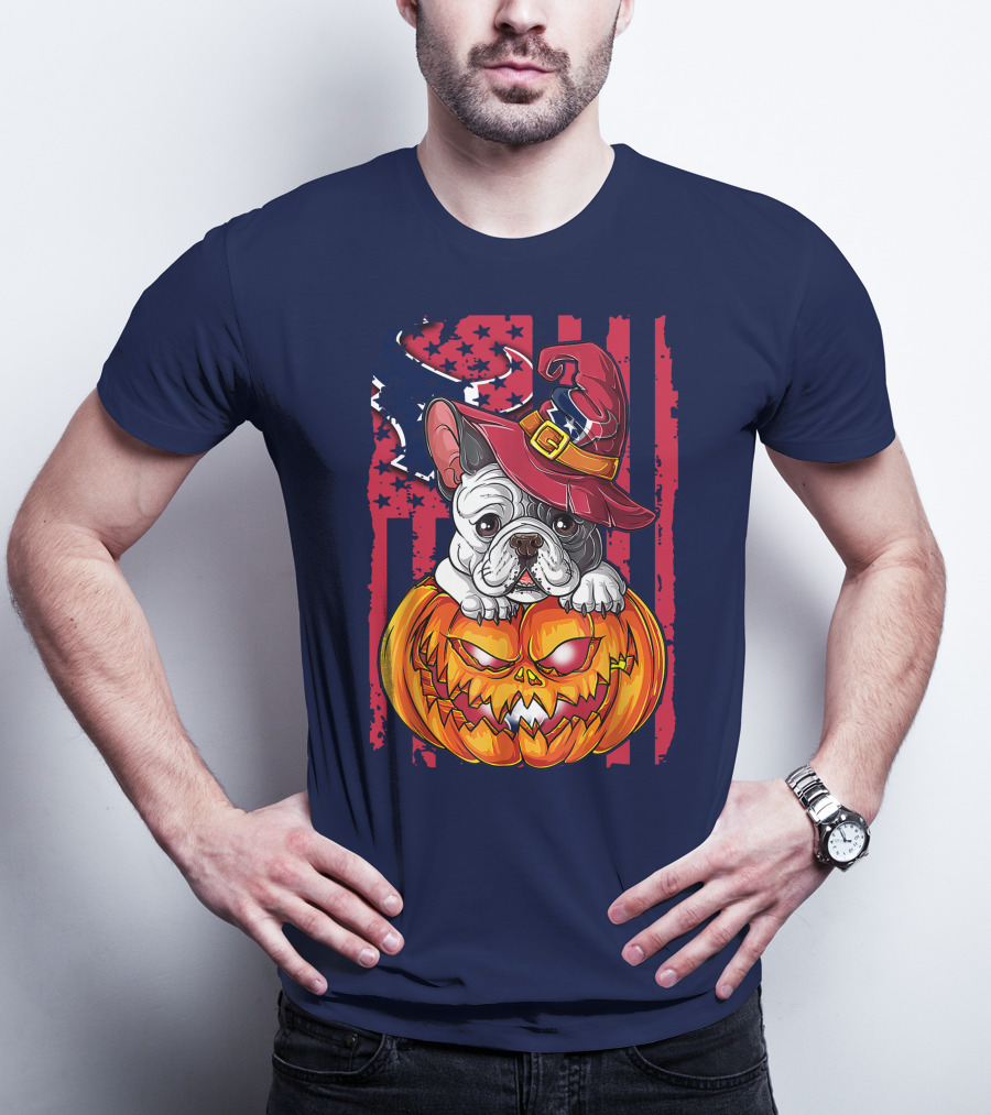 Hlw Bulldog Houston Texans Halloween Jack-o'-Lantern Witch Hat T-Shirt