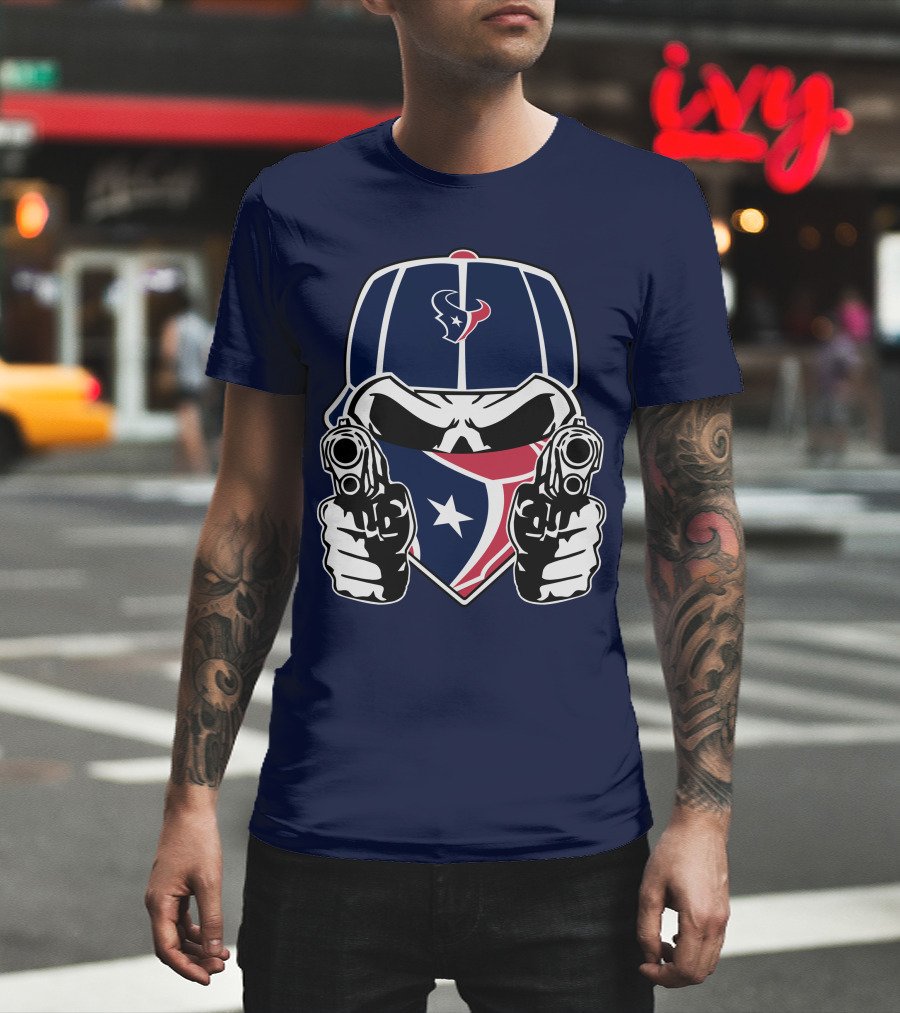 Houston Texans Skull Masked Gunslinger Fan Art T-Shirt