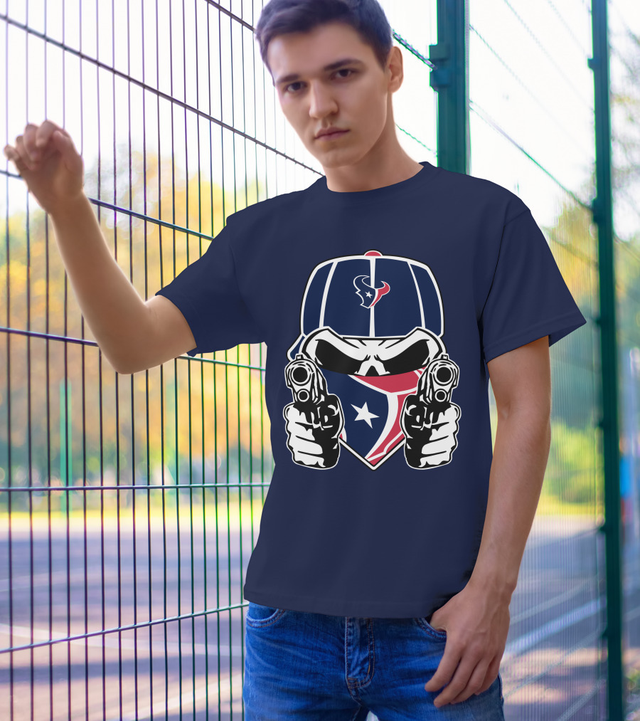 Houston Texans Skull Masked Gunslinger Fan Art T-Shirt