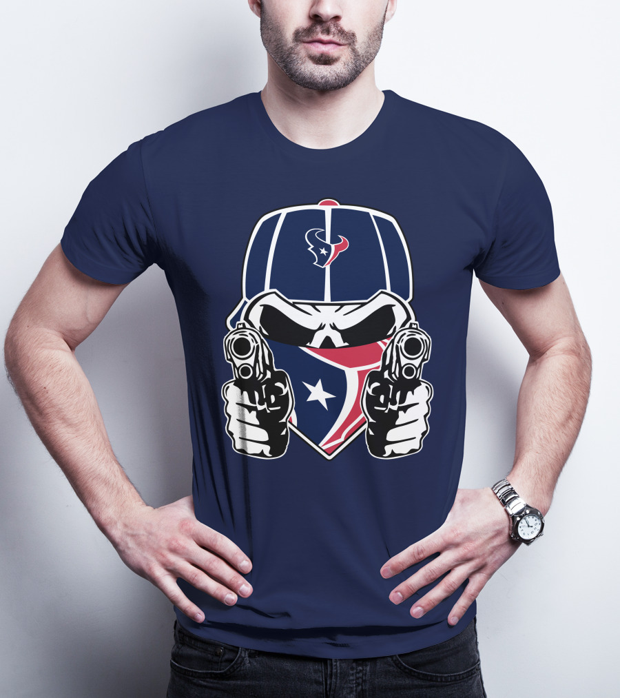 Houston Texans Skull Masked Gunslinger Fan Art T-Shirt