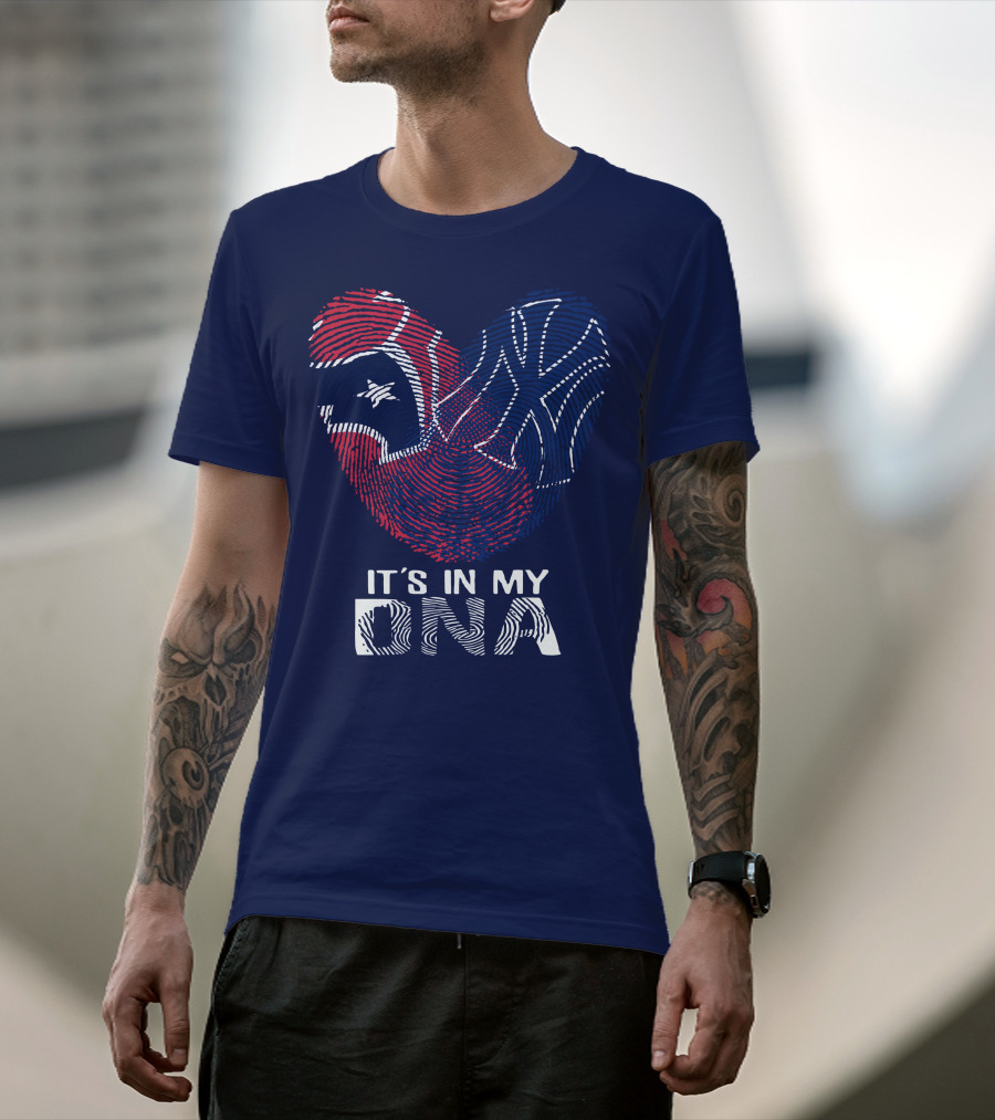 Houston Texans It's In My Dna Fingerprint Heart Yankees T-Shirt