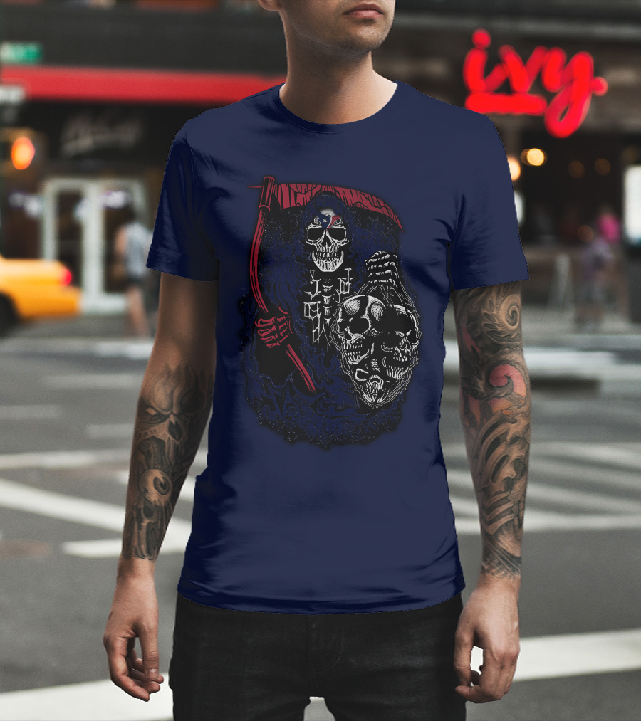 Houston Texans 07 Grim Reaper Skull Artwork T-Shirt