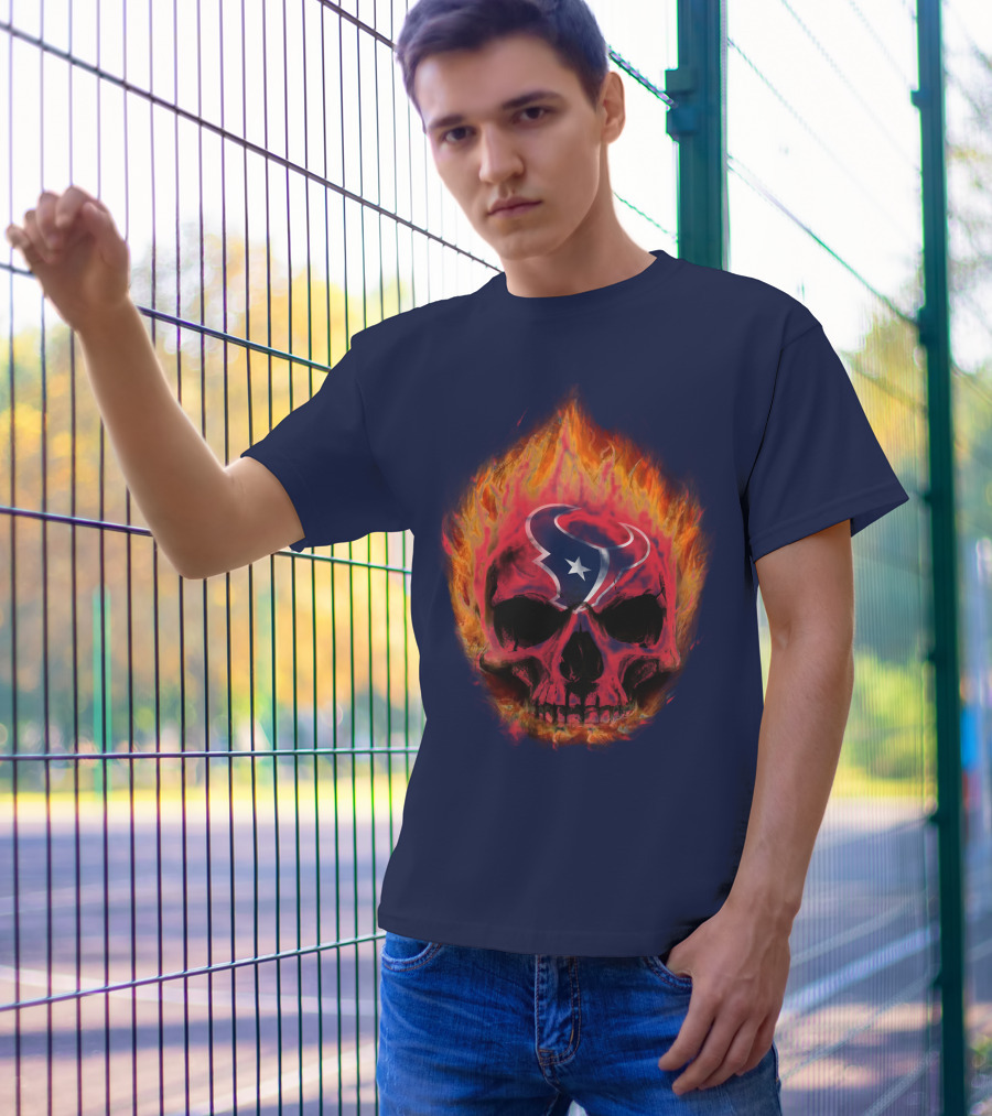 Houston Texans Flaming Skull T-Shirt