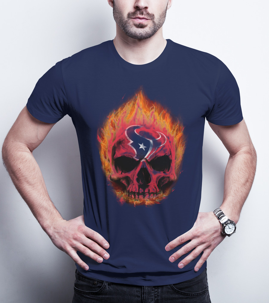 Houston Texans Flaming Skull T-Shirt