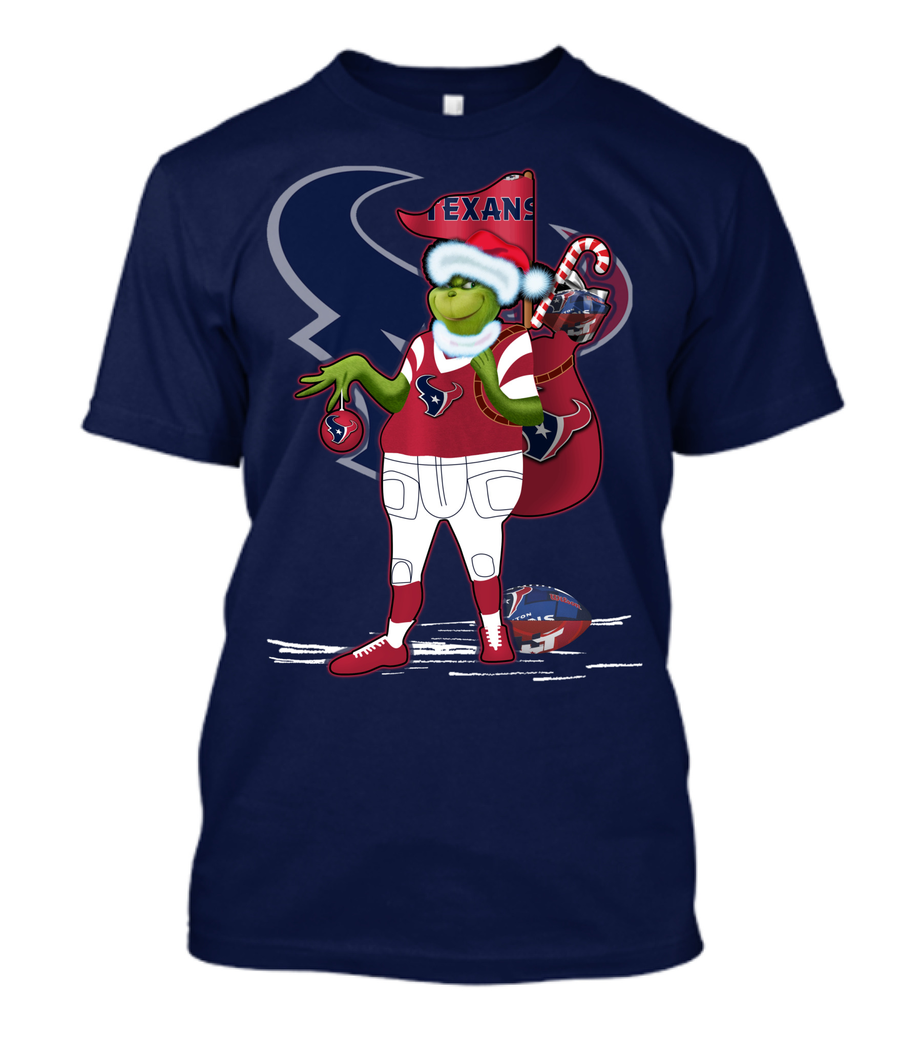 Grinchxmas Houston Texans Christmas Football Theme T-Shirt