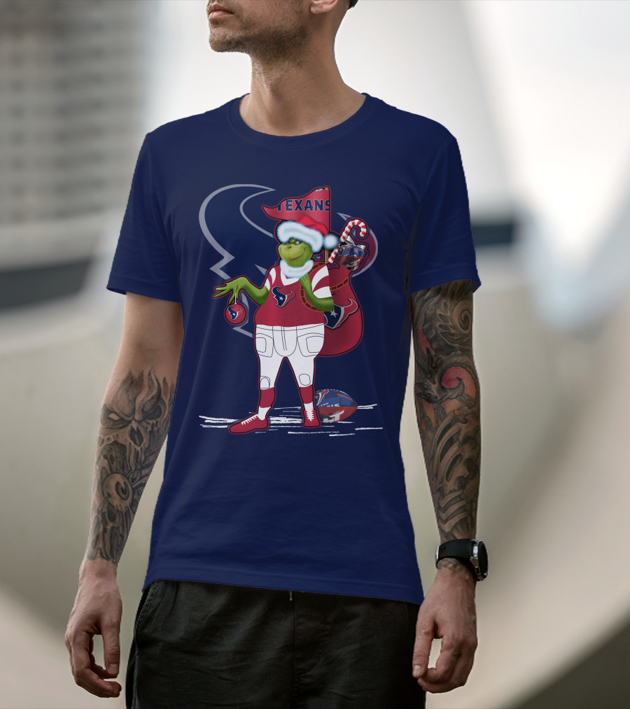 Grinchxmas Houston Texans Christmas Football Theme T-Shirt