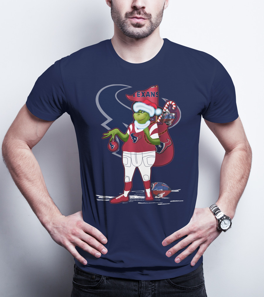 Grinchxmas Houston Texans Christmas Football Theme T-Shirt