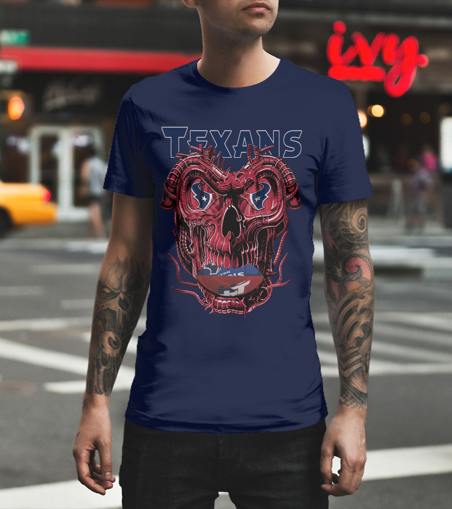 Texans Dragonskull Football Face T-Shirt