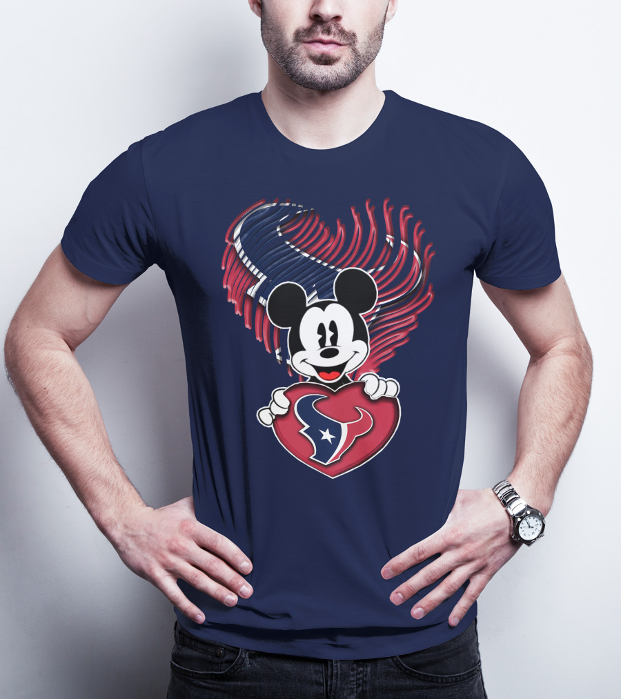 Mick Mouse Heart Houston Texans T-Shirt