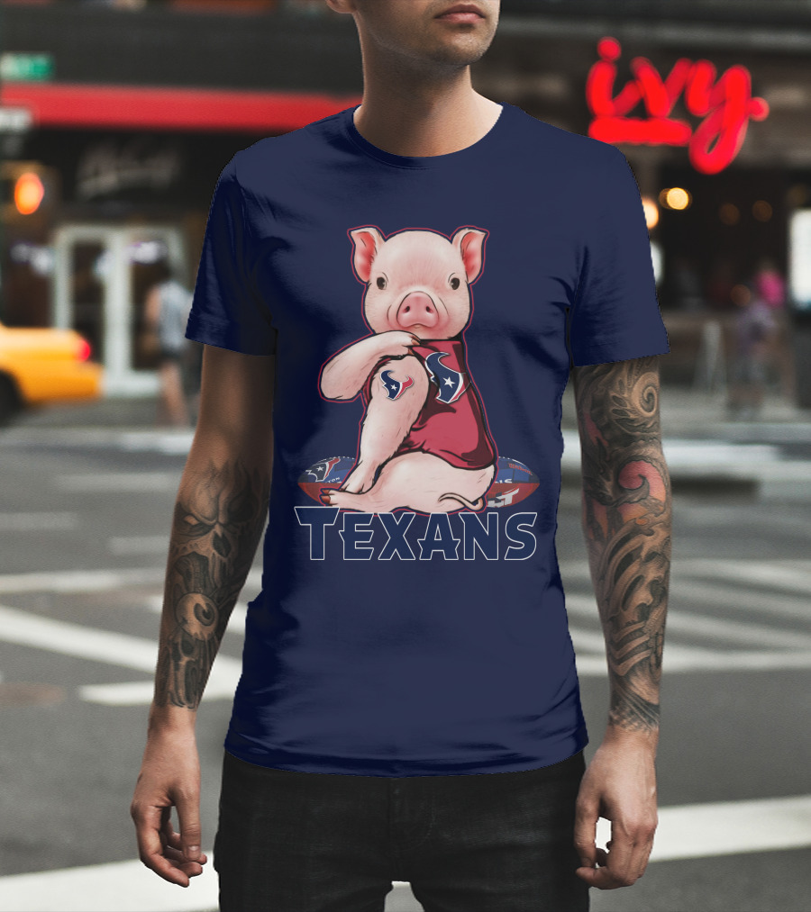 Texans Pig With Houston Logo Football T-Shirt